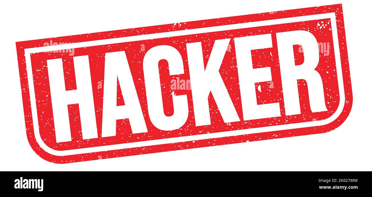 HACKER text written on red grungy stamp sign Stock Photo - Alamy