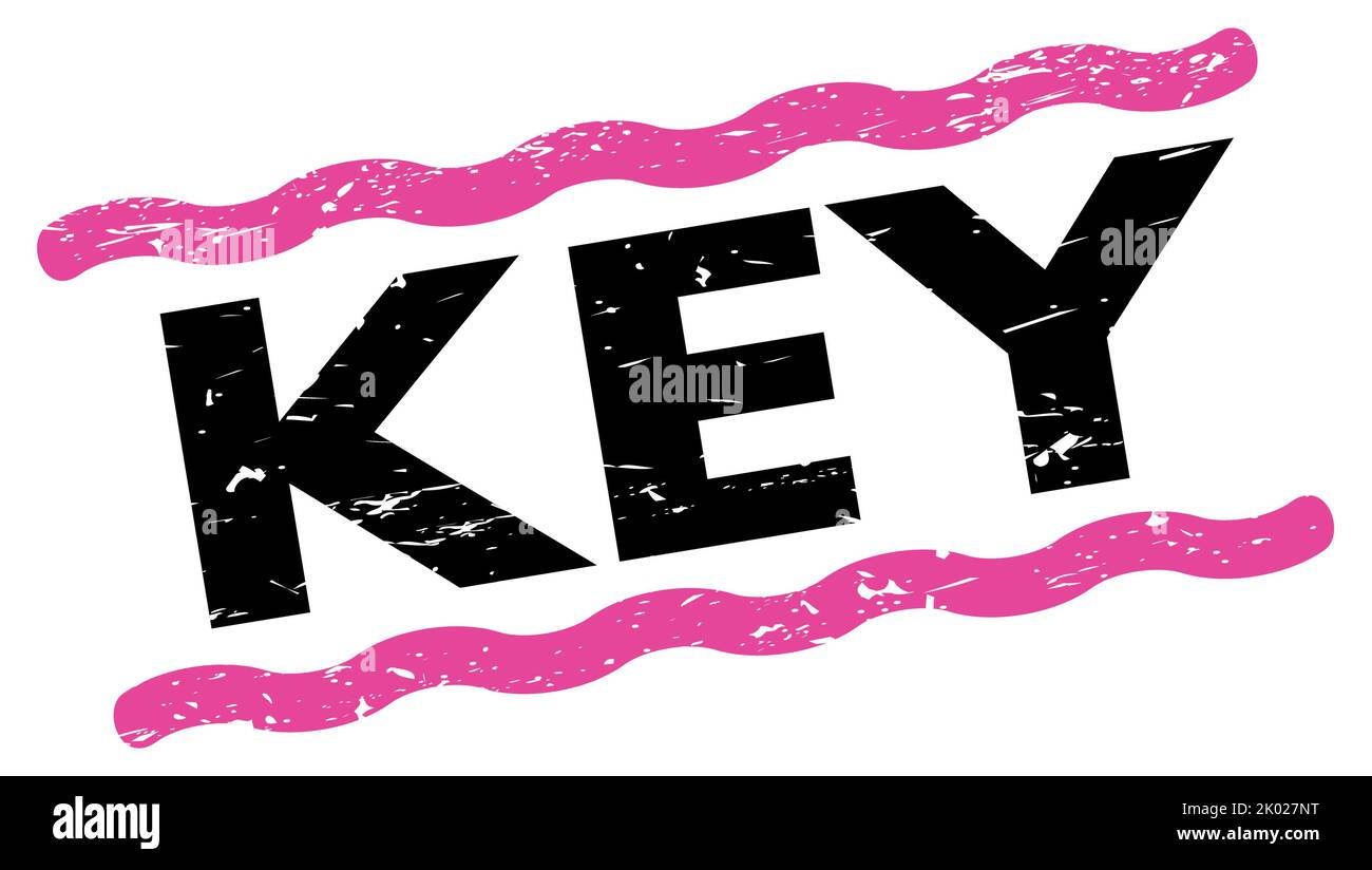 KEY text written on pink-black lines stamp sign Stock Photo - Alamy