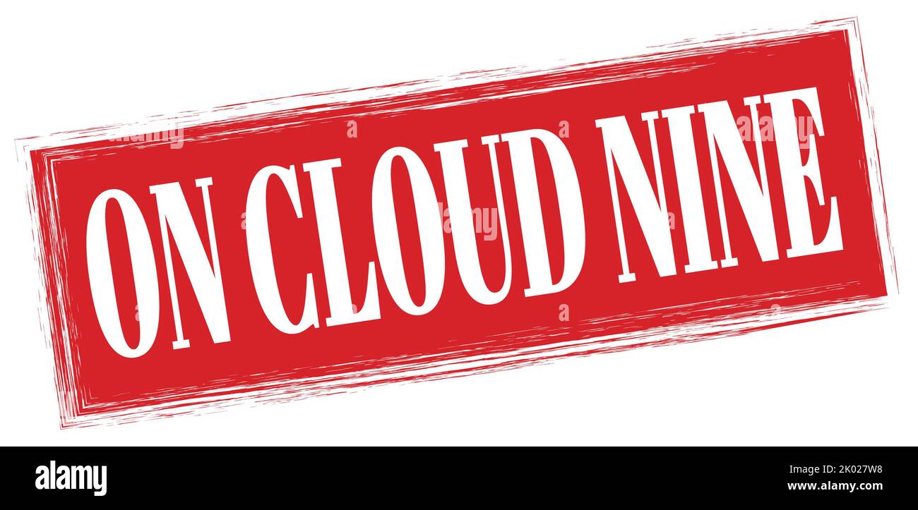 ON CLOUD NINE text written on red rectangle stamp sign Stock Photo - Alamy