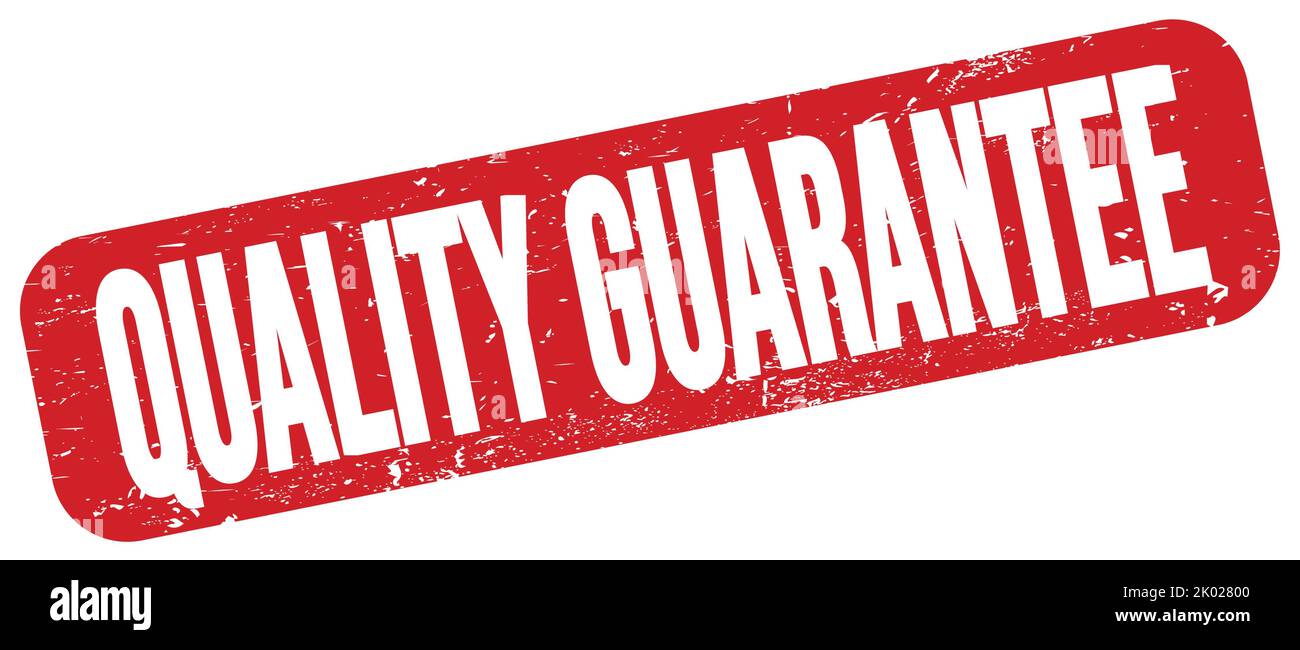 QUALITY GUARANTEE text written on red grungy stamp sign Stock Photo - Alamy