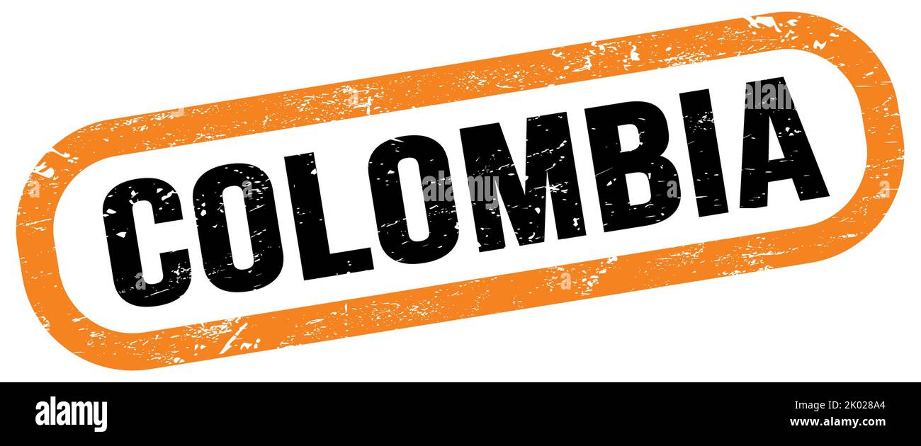 COLOMBIA, text on orange-black rectangle stamp sign Stock Photo - Alamy