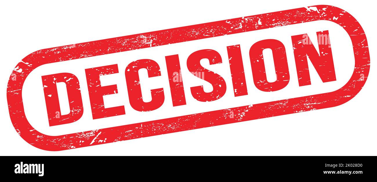 DECISION, text on red rectangle stamp sign Stock Photo - Alamy