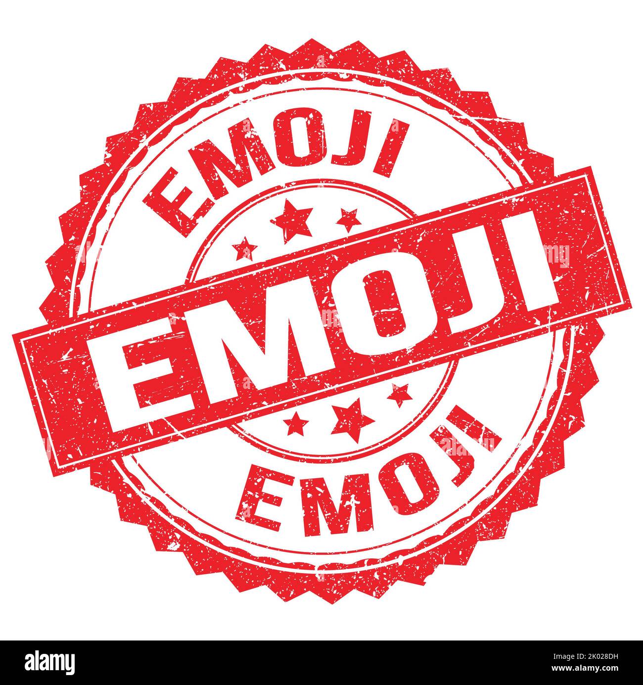 EMOJI text written on red round stamp sign Stock Photo - Alamy