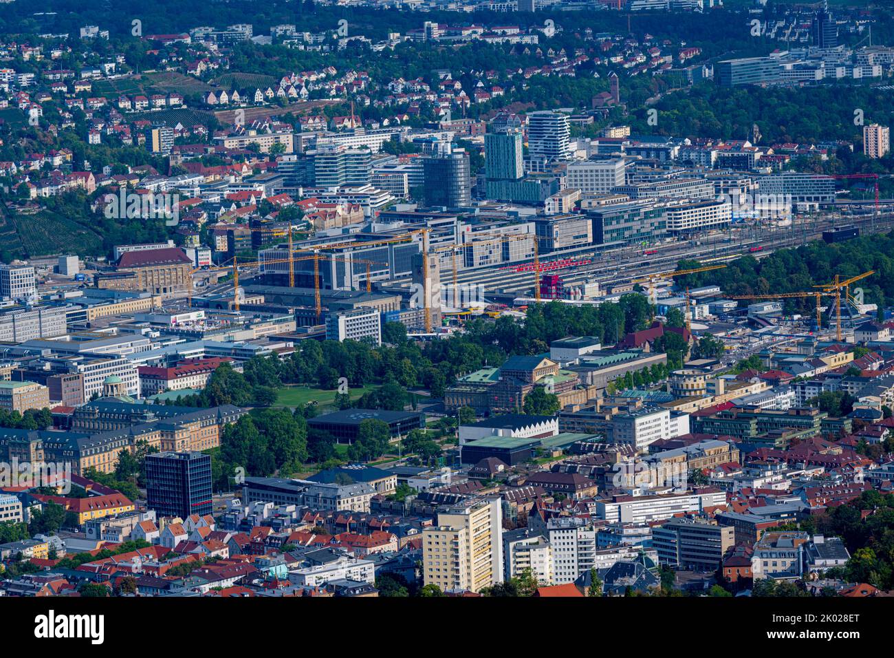 View of downtown Stuttgart (Train station, new castle) from the TV ...