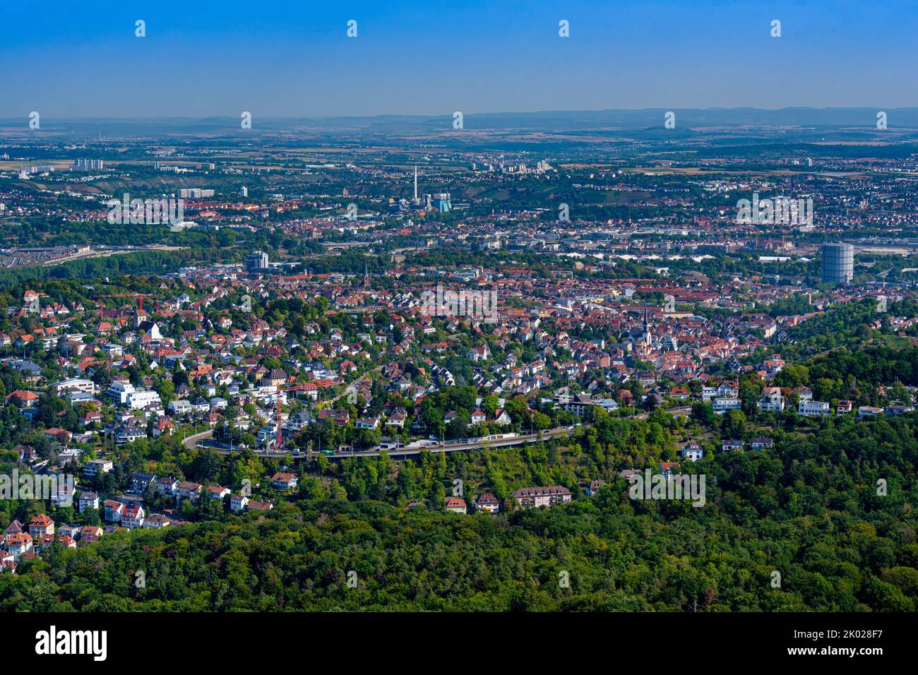 Panoramic overview of Stuttgart city seen from the TV tower. Baden ...