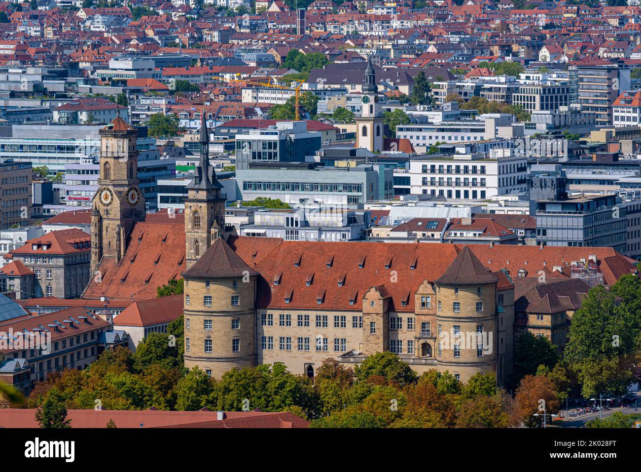 View of downtown Stuttgart (collegiate church, old castle) from the ...