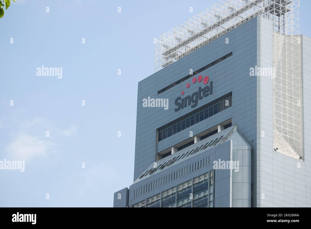 Singapore Orchard road 2 June 2022. SingTel company logo on a buildings ...