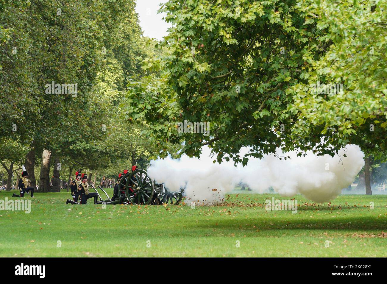 A 96 gun salute fired at Hyde Park by the King’s Troop Royal Horse ...