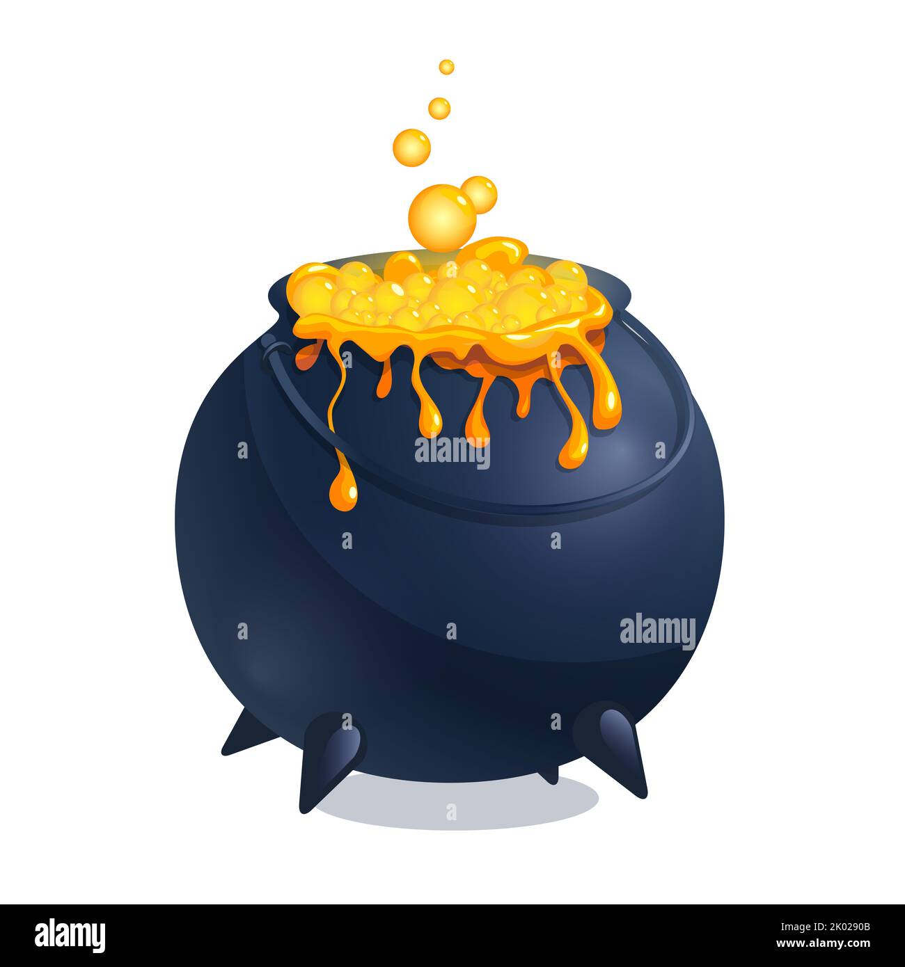 Magic cauldron with orange potion boiling inside - Halloween ...