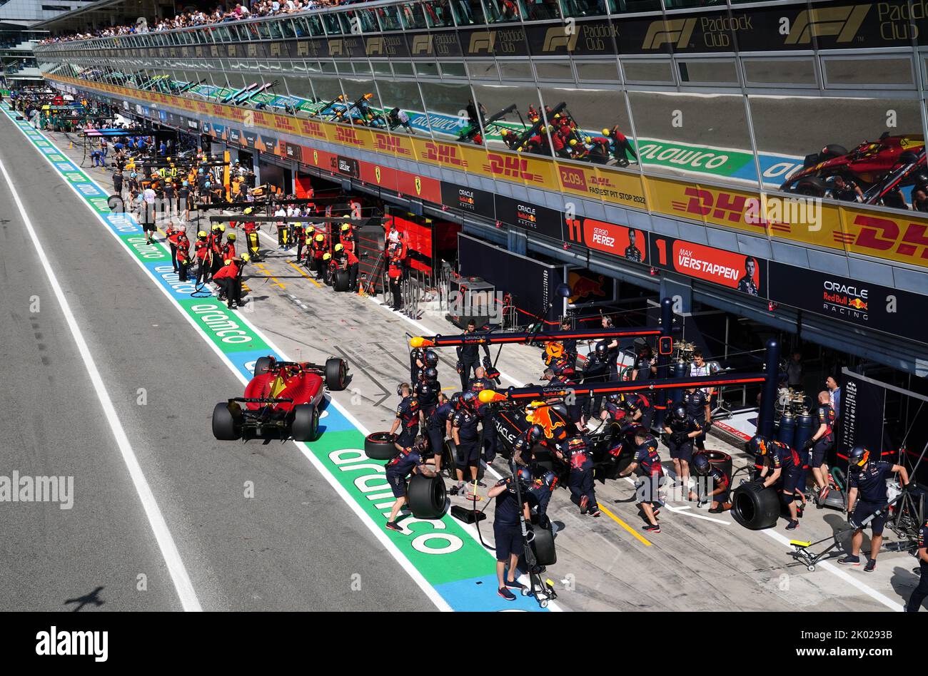 Red Bull Racing's Max Verstappen (right) and Ferarri's Charles Leclerc ...