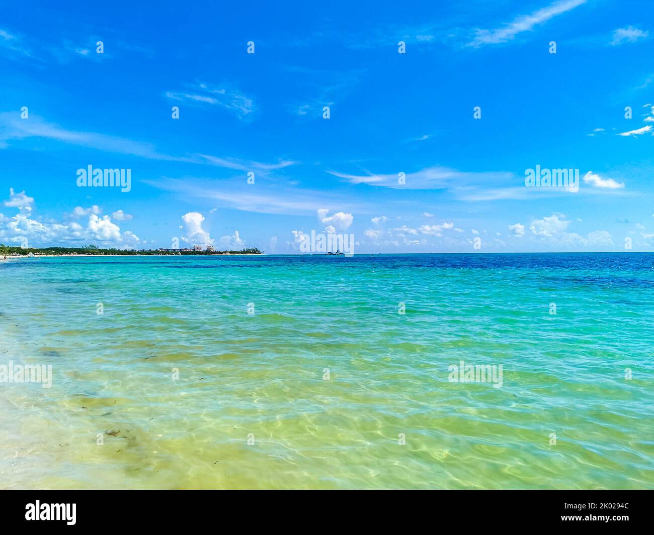 Tropical mexican beach landscape panorama with clear blue turquoise ...