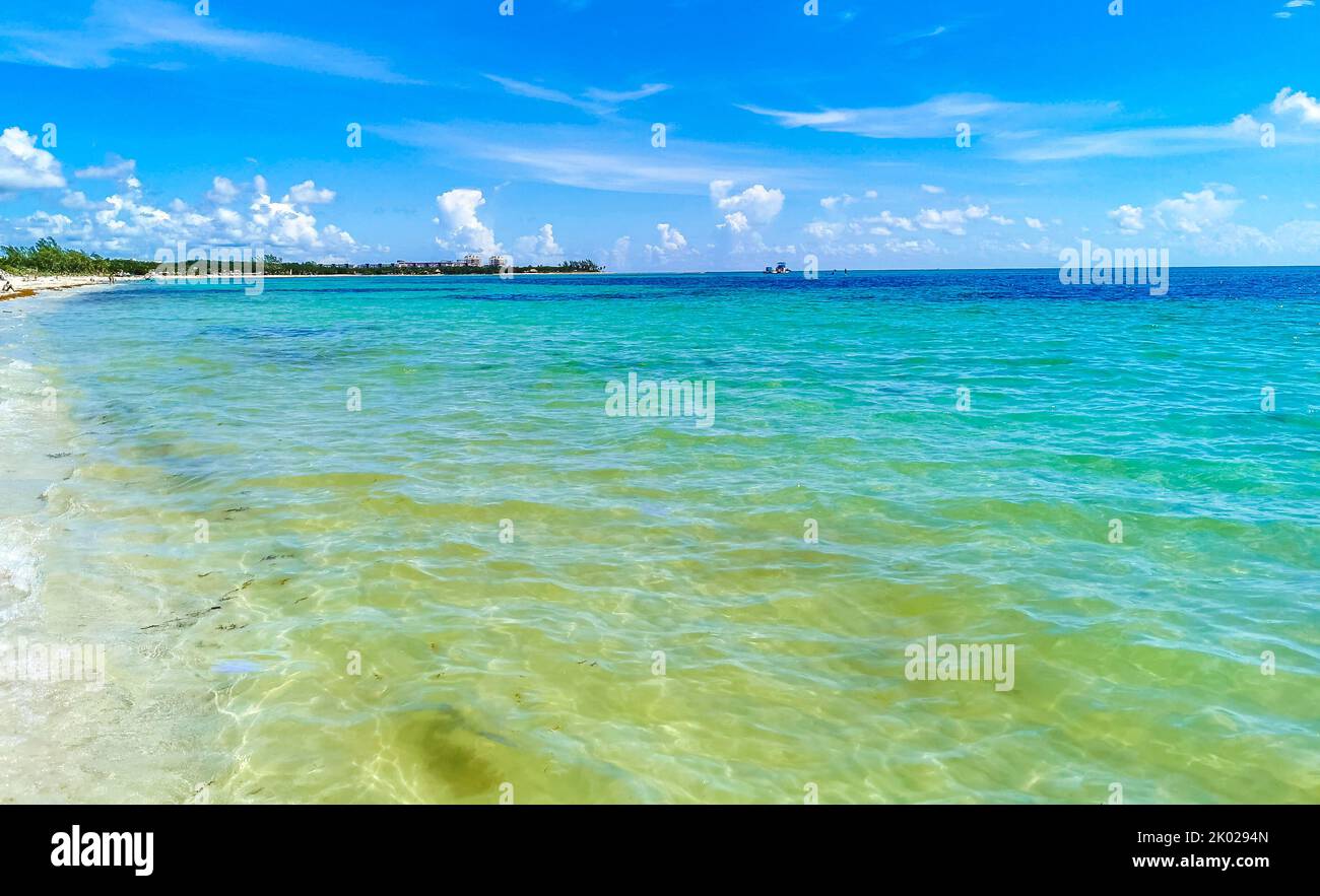 Tropical mexican beach landscape panorama with clear blue turquoise ...
