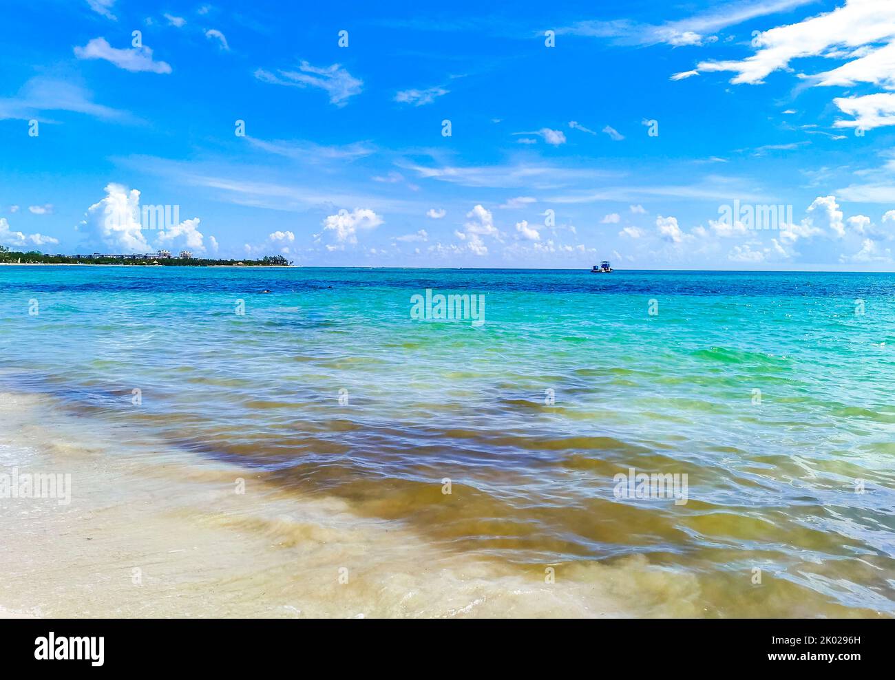 Tropical mexican beach landscape panorama with clear blue turquoise ...