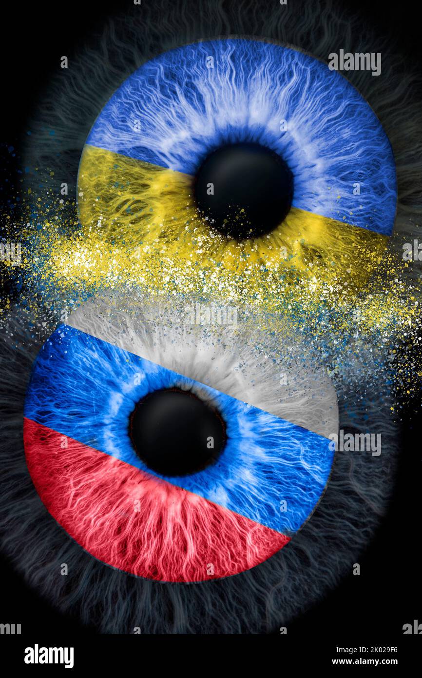 eyes taken in macro mode, with the colors of the flags of ukraine and ... eyes taken in macro mode, with the colors of the flags of ukraine and ...