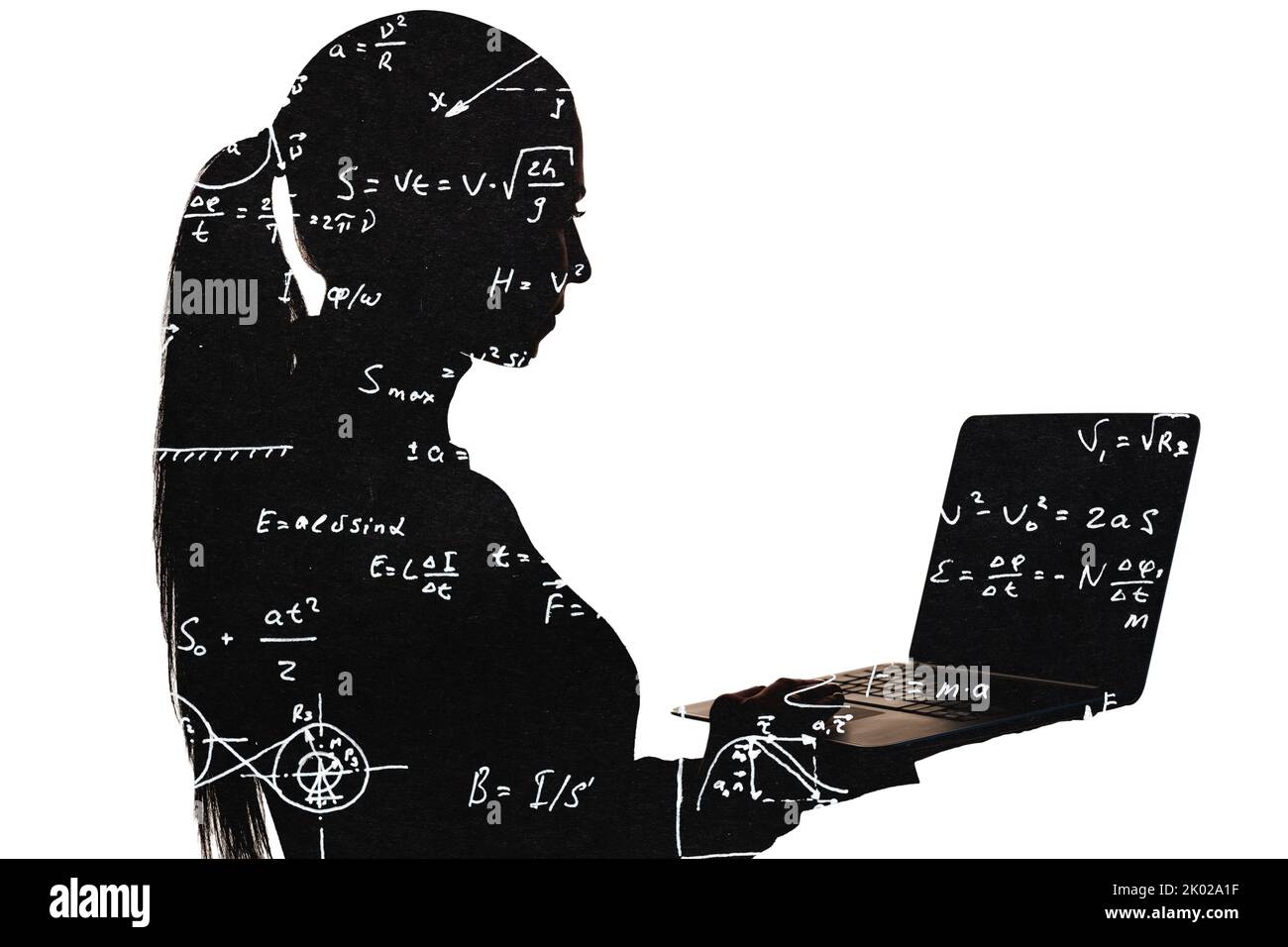 educational science silhouette female portrait Stock Photo - Alamy