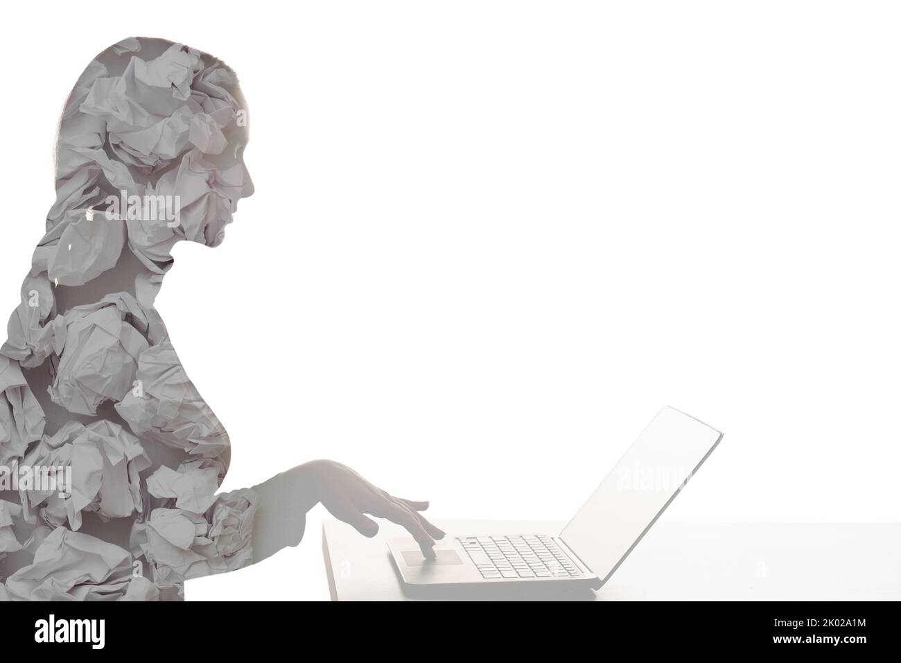 double exposure silhouette paper woman laptop Stock Photo - Alamy
