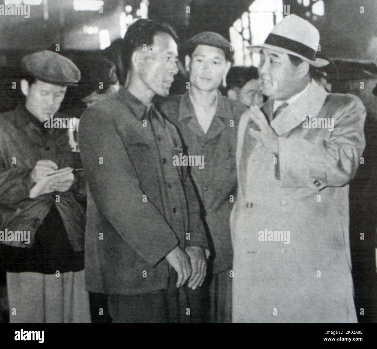 North Korean Leader Kim Il Sung at the Kanson Steel Works at the Kanson ...