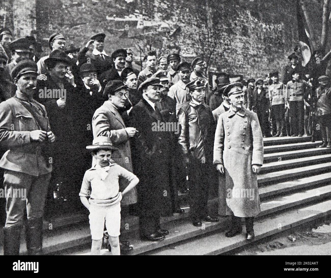 Vladimir Lenin on Red Square during the parade of the Vsevobuch ...