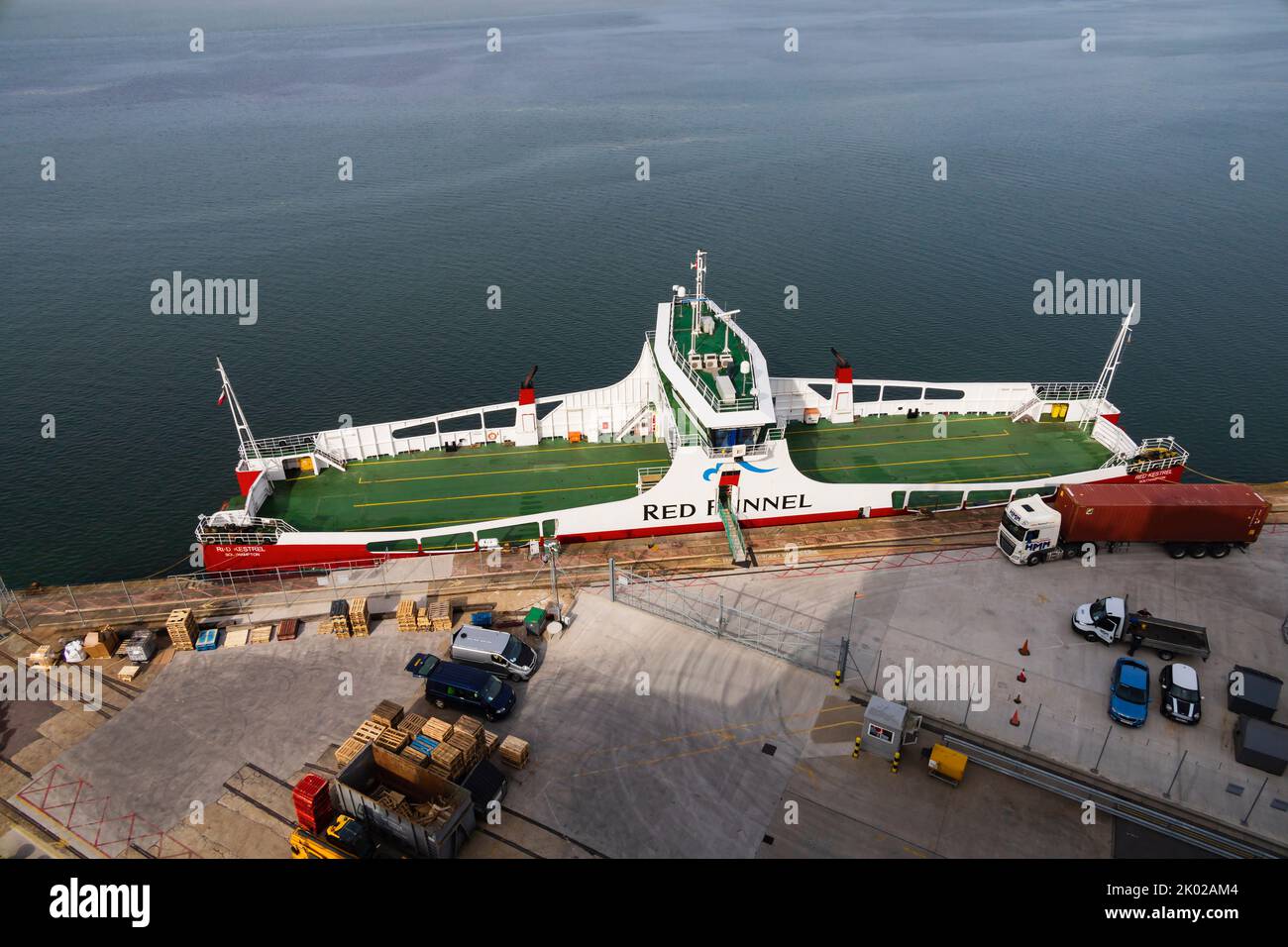 Red Funnel line, Red Kestrel, car ferry to the Isle of Wight. Berthed ...