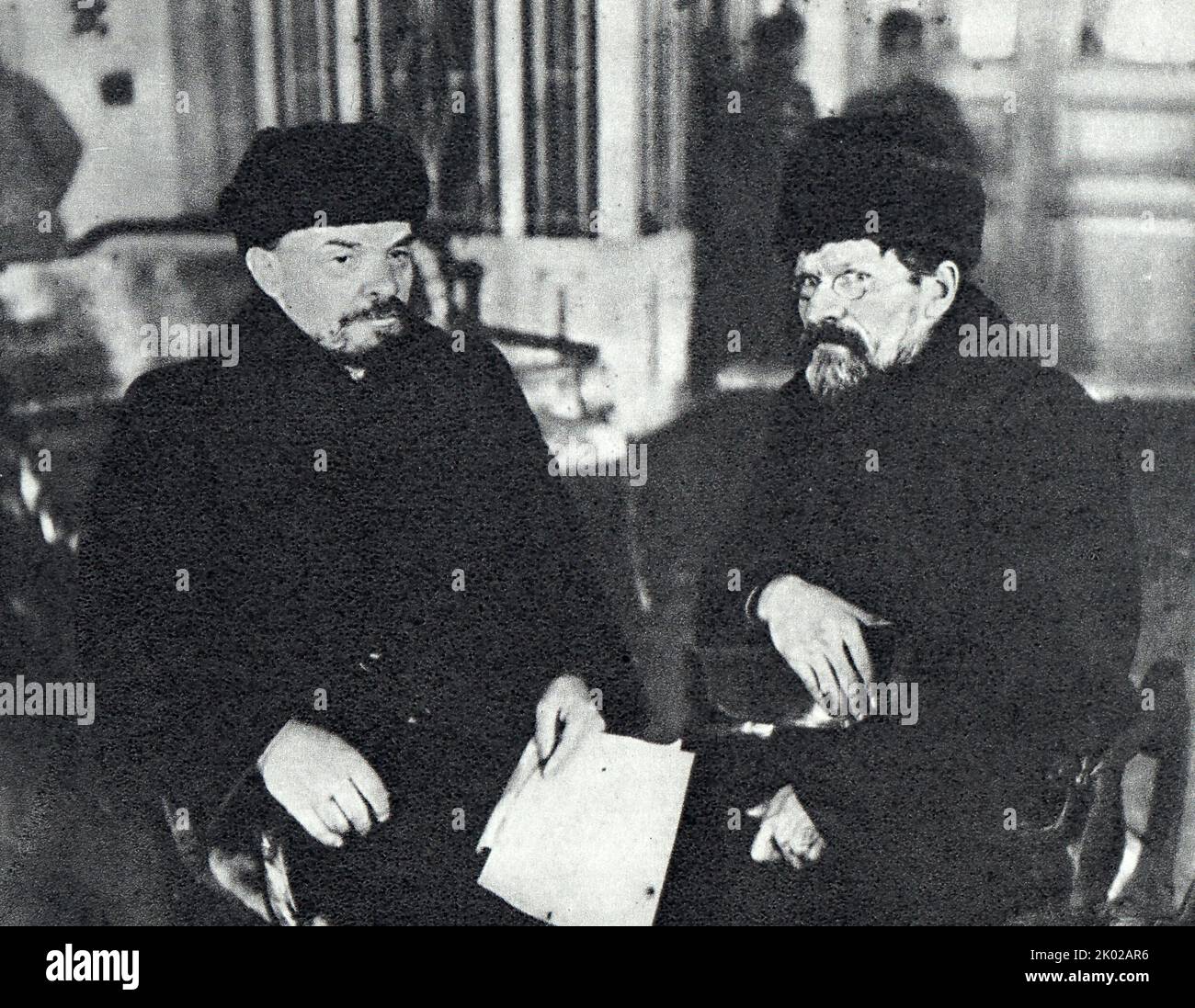 Vladimir Lenin with Kalinin. in the House of Unions during the 1st All ...