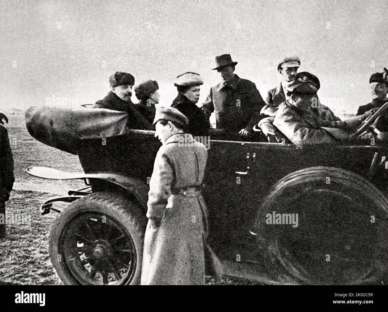 Vladimir Lenin, Krupskaya, and Ulyanova. in a car after the end of the ...