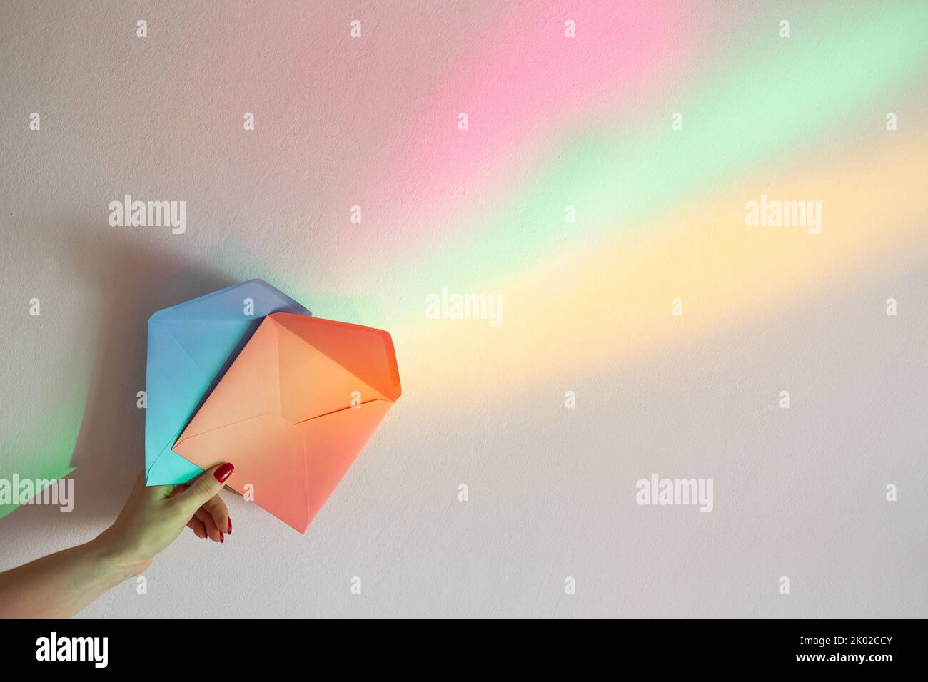 sending letter mailbox communication color sample Stock Photo - Alamy