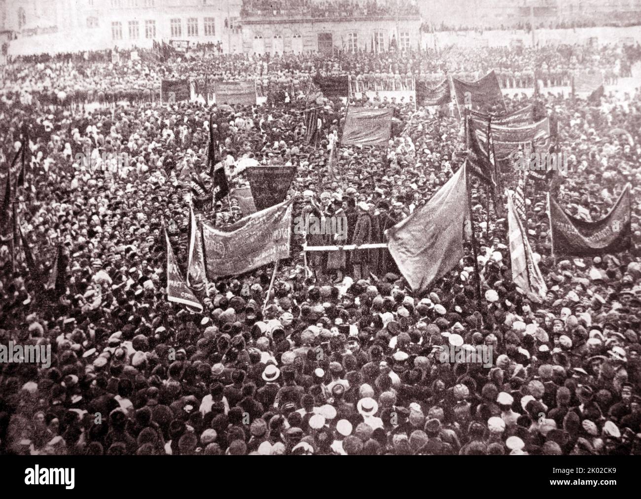 Workers and some units of Red Army meeting in Baku. 1920 Stock Photo ...