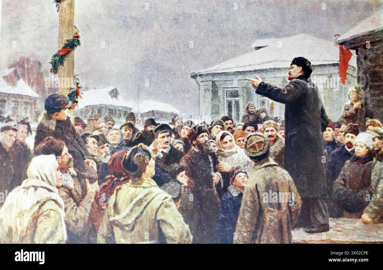 V.I. Lenin at the power plant opening ceremony in Kashino village of ...