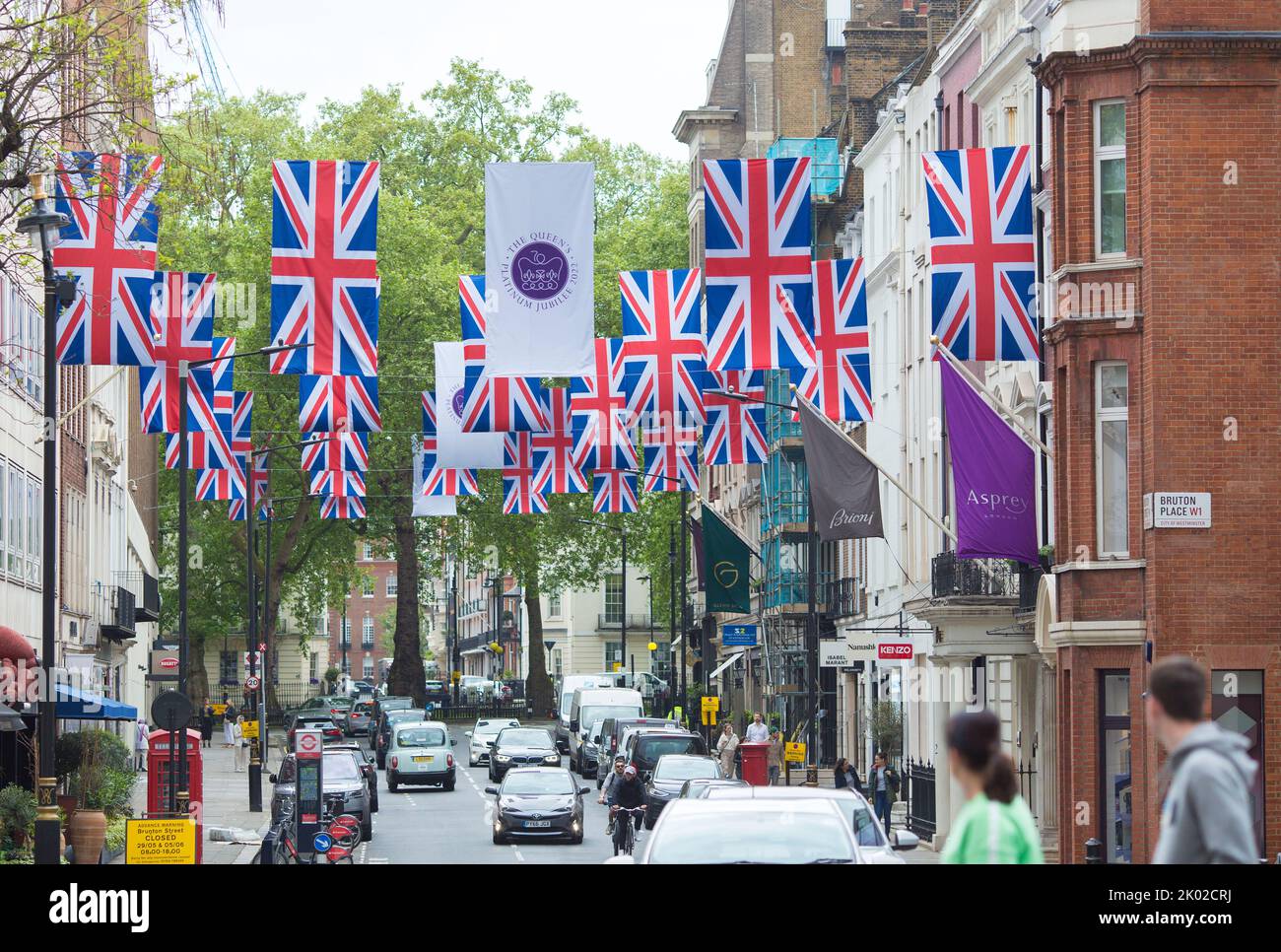 Union flag decorations are seen in Mayfair, London ahead of the ...