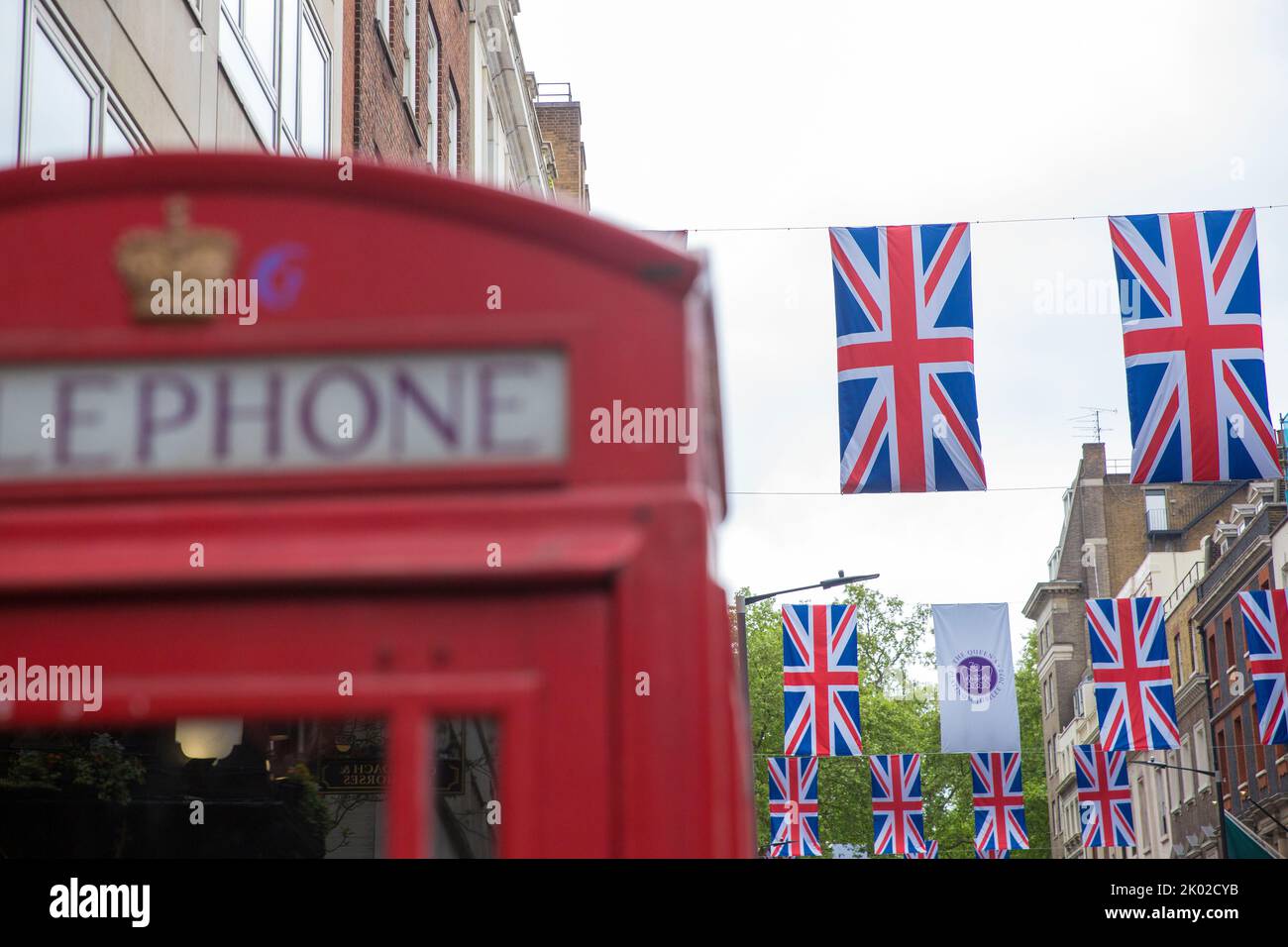 Union flag decorations are seen in Mayfair, London ahead of the ...