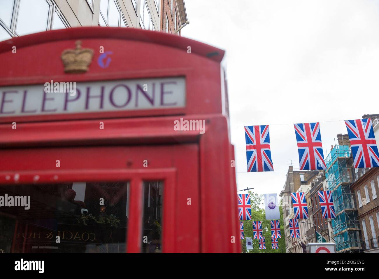 Union flag decorations are seen in Mayfair, London ahead of the ...