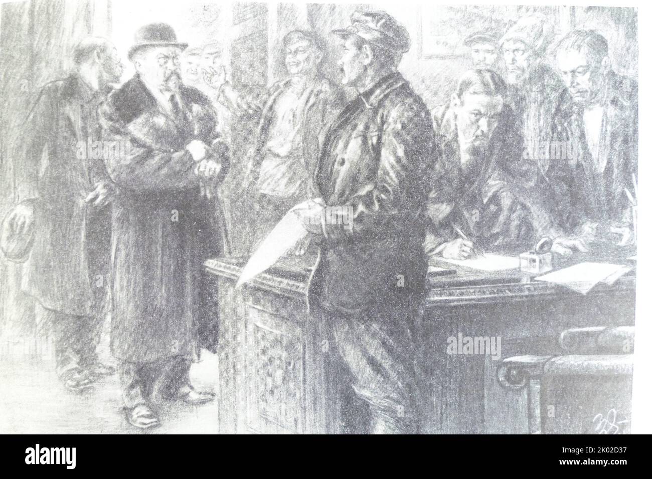 Illustration showing the communist takeover of Russian factory after ...