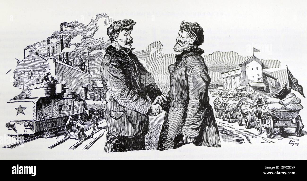 Illustration showing the progress of the Russian Communist economy ...