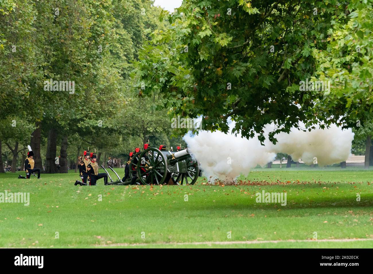 A 96 gun salute fired at Hyde Park by The Kings Troop Royal Horse ...