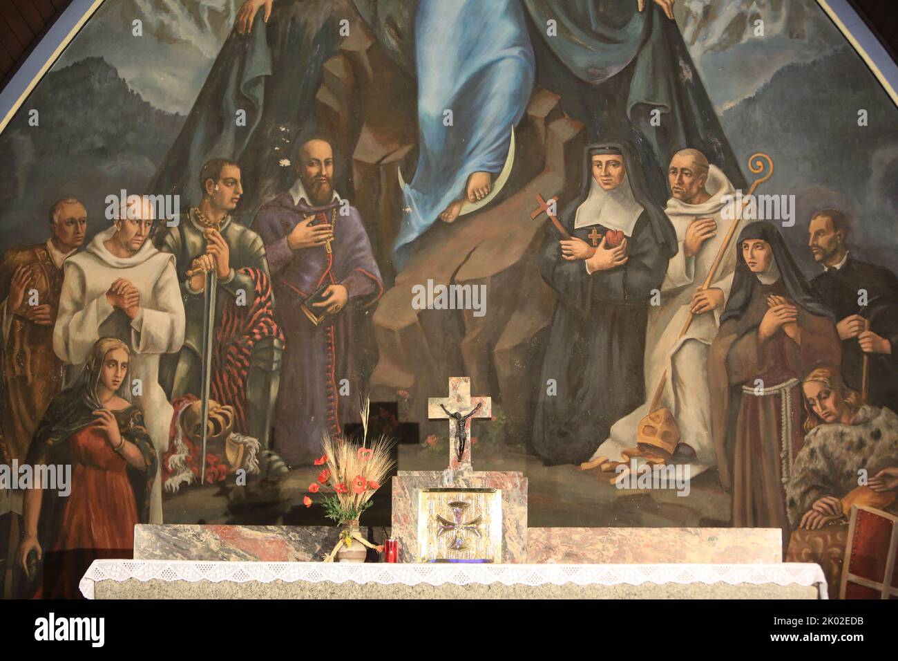 Fresque murale. Peinture. Paul Monnier. Eglise Notre-Dame des Alpes. Le ...