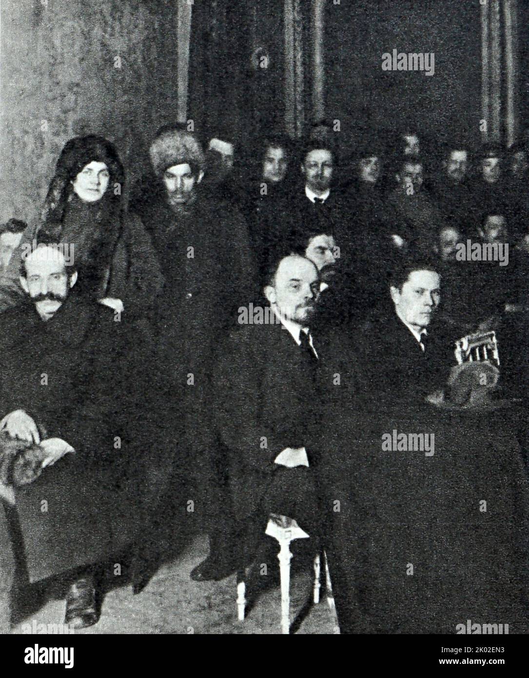 Vladimir Lenin on the podium at a rally in the Peoples House in ...