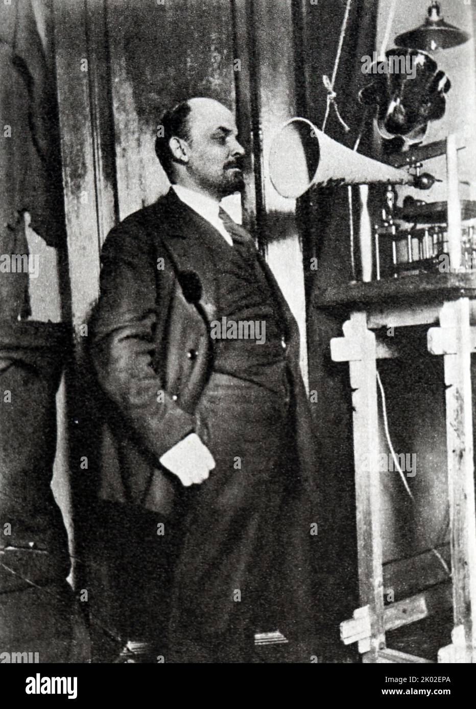 Vladimir Lenin in the Kremlin at a sound recording apparatus (his ...