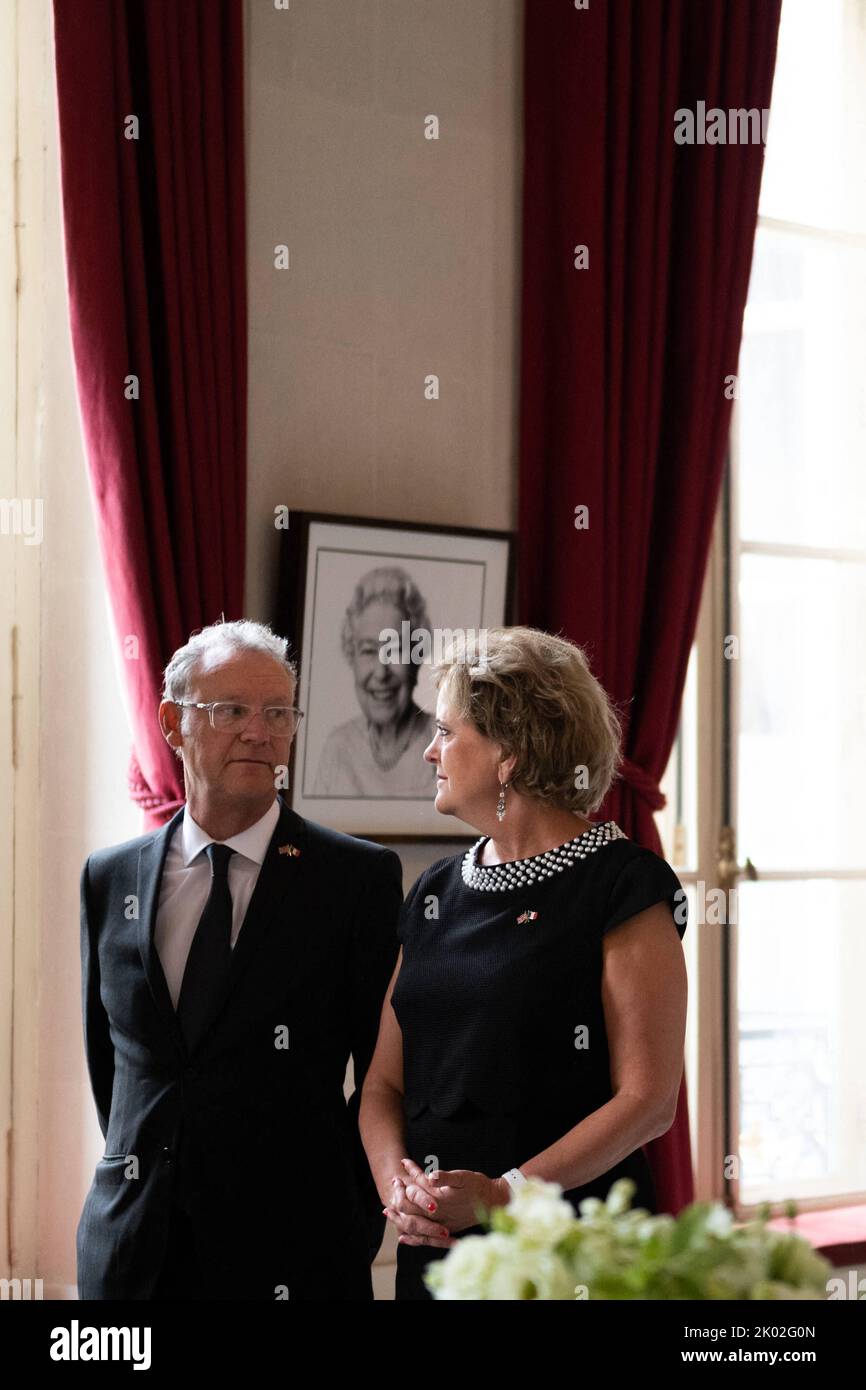 Paris, France. 09th Sep, 2022. Menna Rawlings and her husband, in the ...