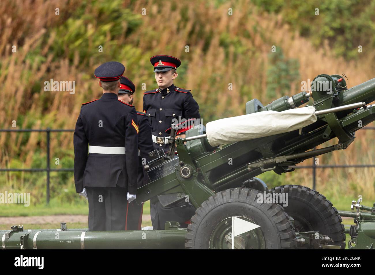 Soldiers fire a 96 gun salute at Cardiff Castle as a mark of respect ...