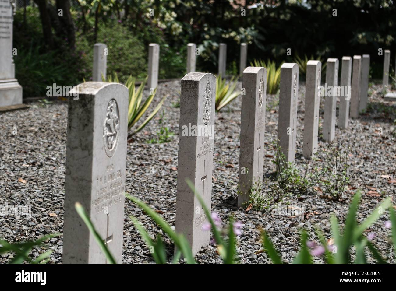 A view of the gravestones at The Commonwealth War Graves for World War ...