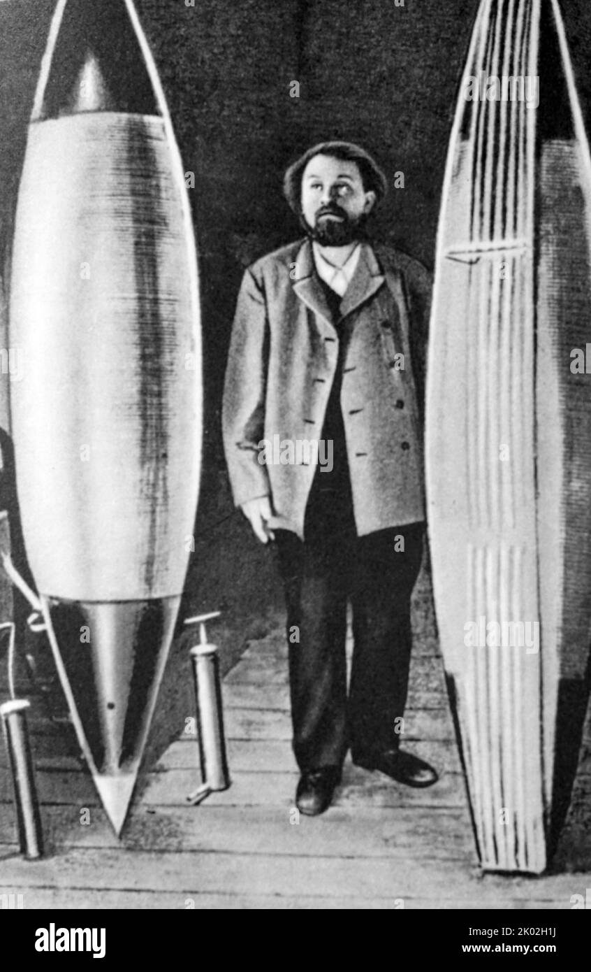 Cosmonautics founder K. E. Tsiolkovsky in his workshop. Konstantin ...
