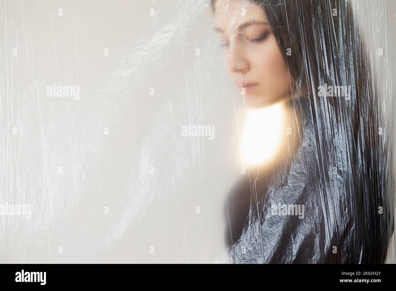 defocused female portrait self isolation social Stock Photo - Alamy