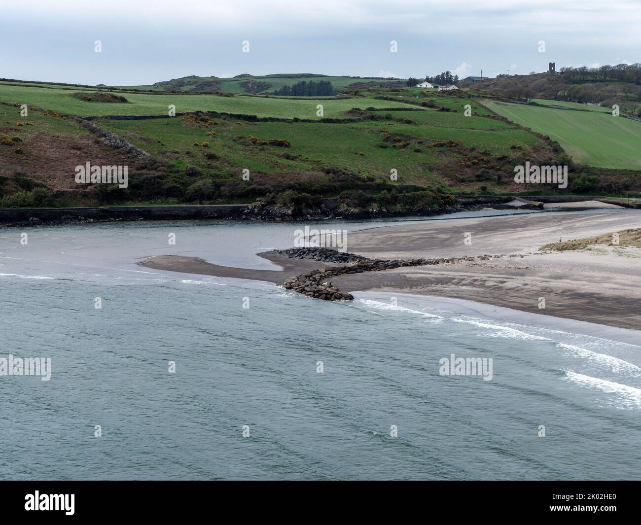 A stone embankment on the shore of the Atlantic Ocean. Seaside ...