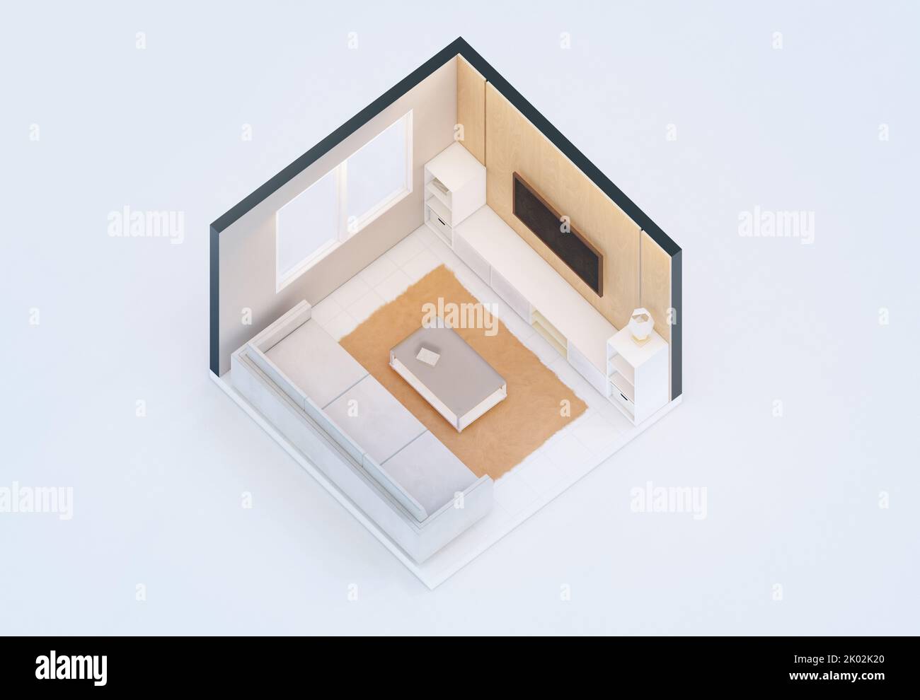 Isometric view of a interior design of living room Orthographic view 3d ...