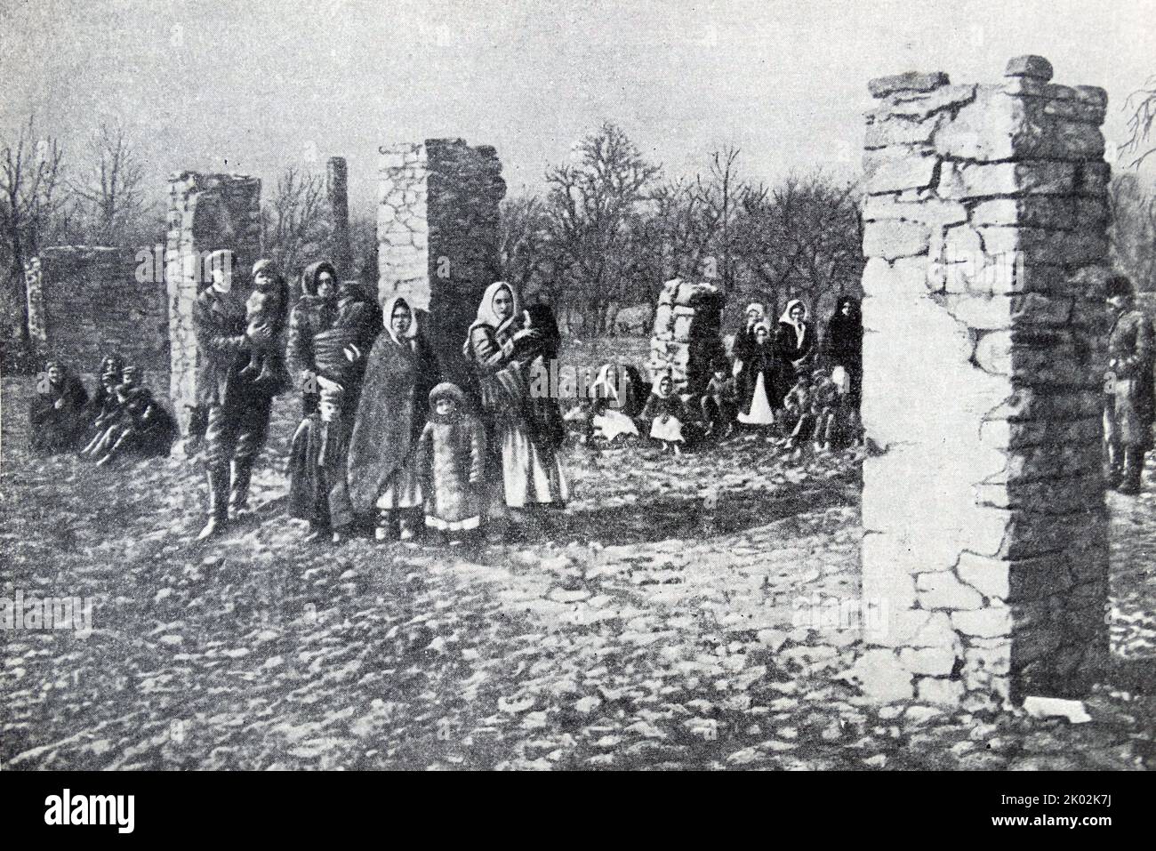 In the front line. Ruined villages on Russian Eastern front during ...