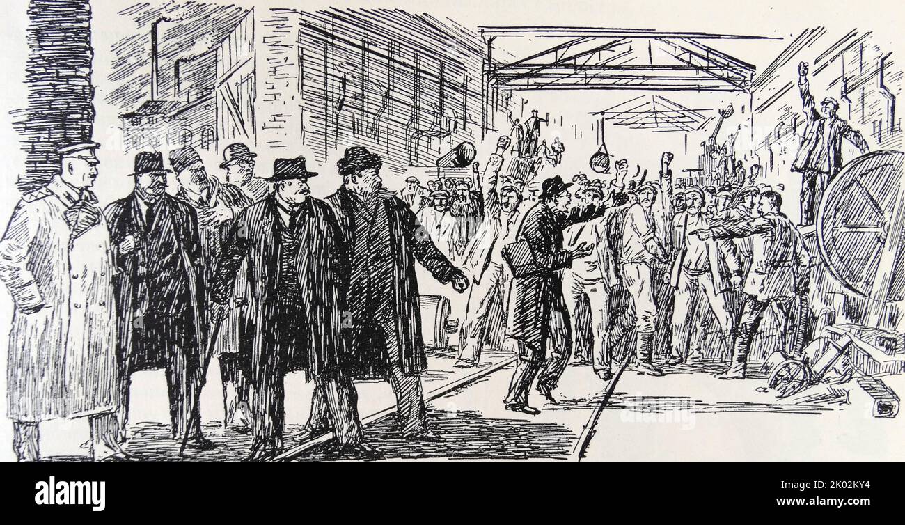 Illustration shows Russian bourgeoisie leaders watching as the ...