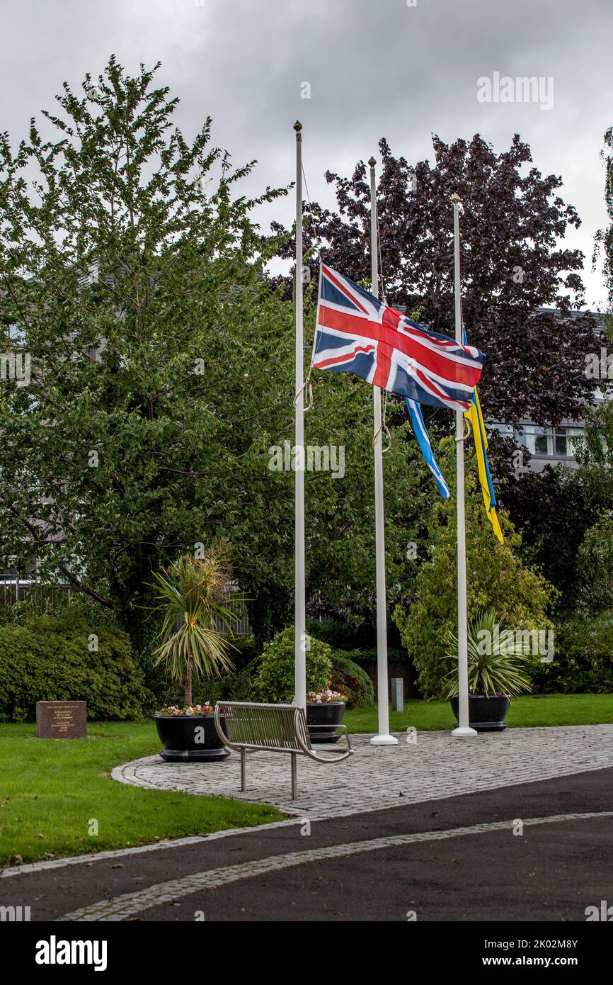 Paisley Renfrewshire council flags at half-mast Queen Elizabeth`s ...