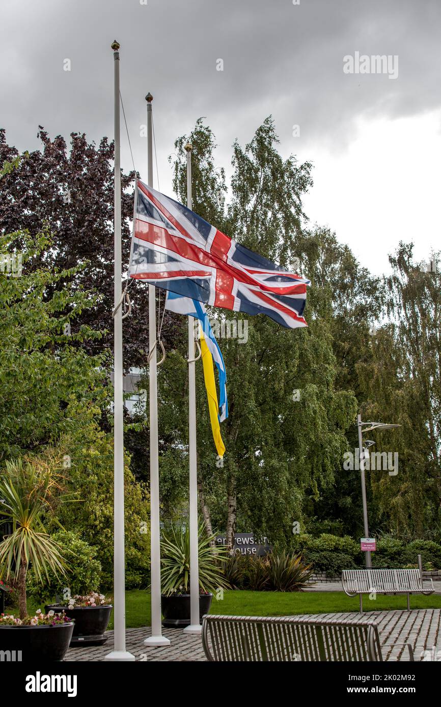 Paisley Renfrewshire council flags at half-mast Queen Elizabeth`s ...