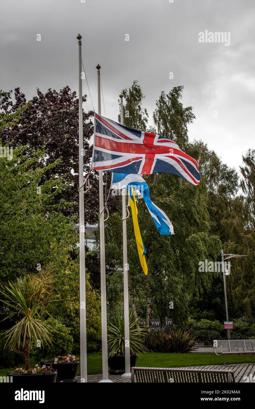 Paisley Renfrewshire council flags at half-mast Queen Elizabeth`s ...