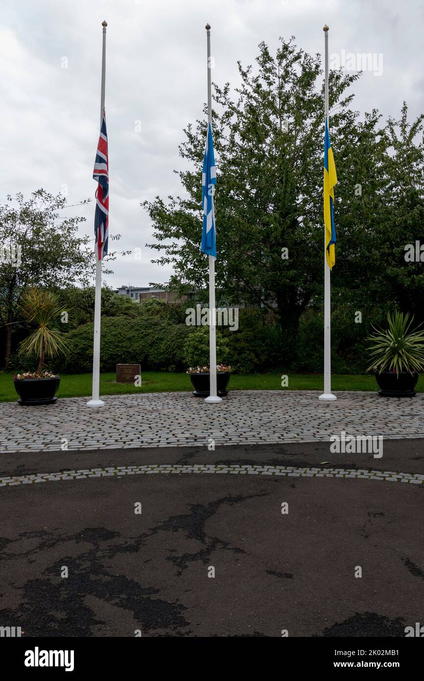 Paisley Renfrewshire council flags at half-mast Queen Elizabeth`s ...